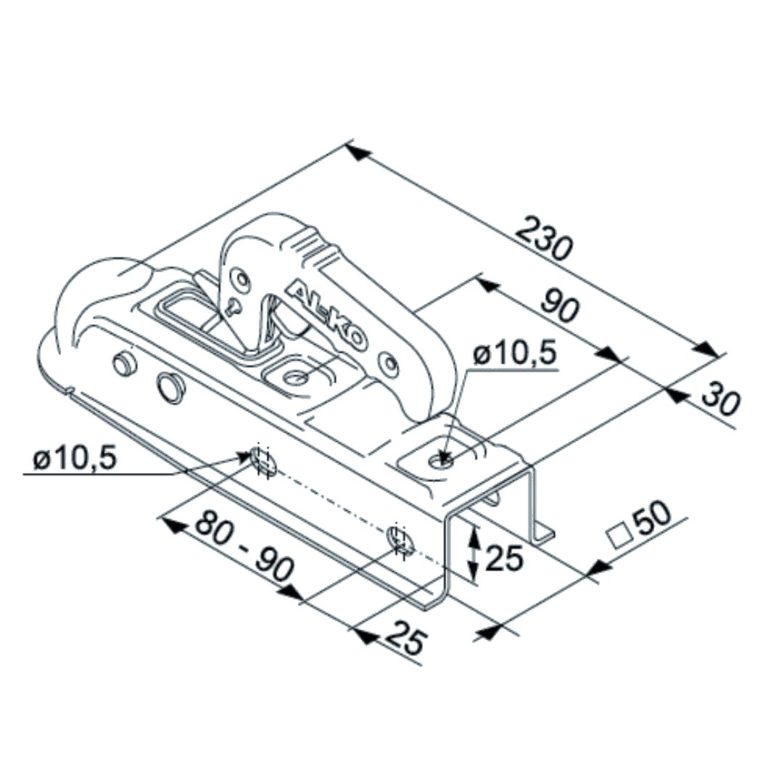 Köp Kulkoppling AL-KO AK7V, max 750kg, #50mm M10 - Prinova